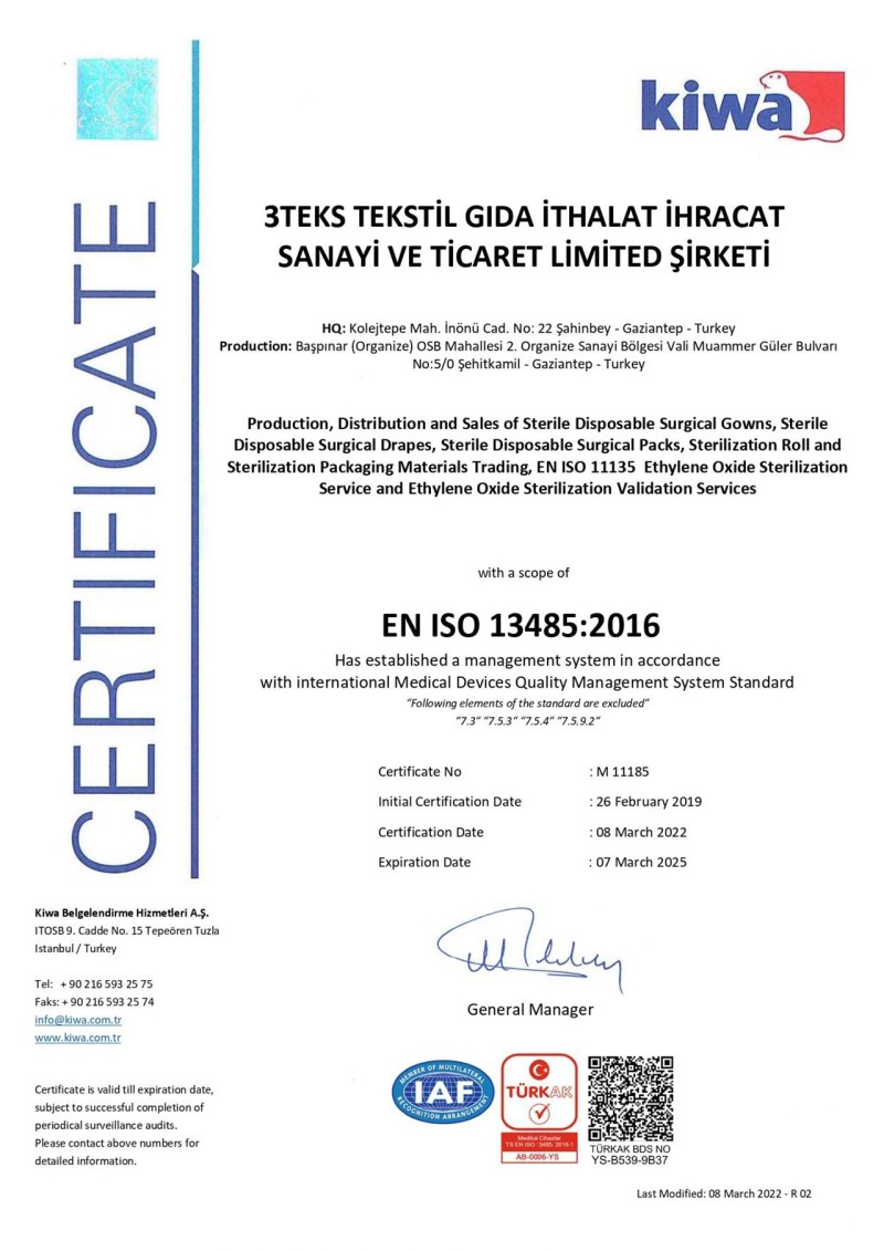 Documents & Certificates - 3Teks Medical Textile